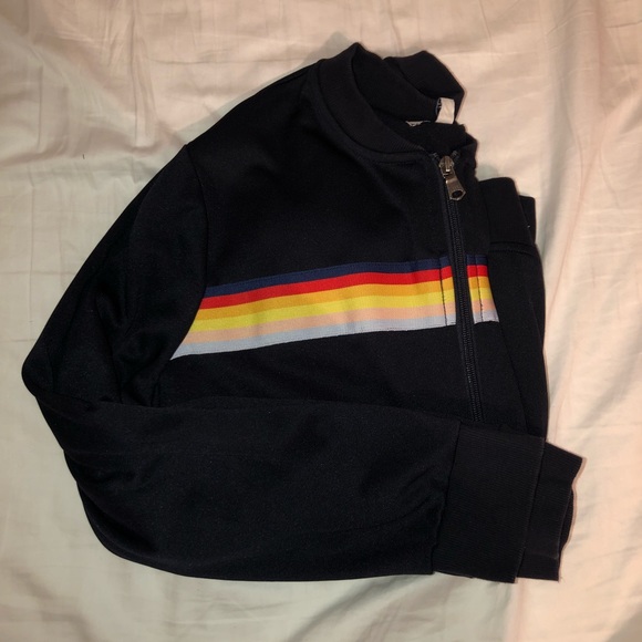 American Eagle Outfitters | Jackets & Coats | Navy Blue Rainbow Striped ...